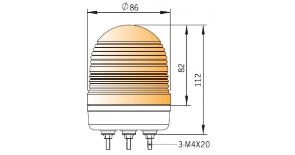 Sinaleiro LED com sonoro MS-86L-B02-Y